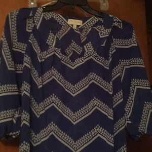 My Michelle | Tops | Royal Blue Top With Chevron Print Sheer Size Large ...
